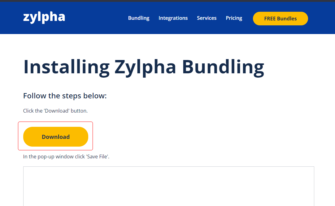 Downloading and running the Zylpha Bundling installer